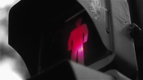 Traffic light for Pedestrian shows Red S... | Stock Video | Pond5