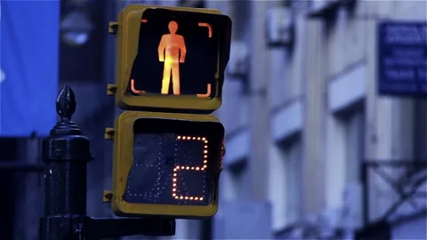 Traffic Light. Pedestrian Stop Sign in B... | Stock Video | Pond5