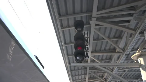 Traffic light on the railway platform cl... | Stock Video | Pond5
