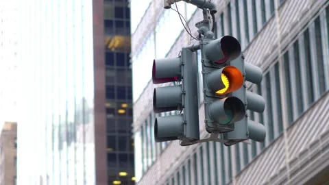 Traffic lights in New York City in 4k sl... | Stock Video | Pond5