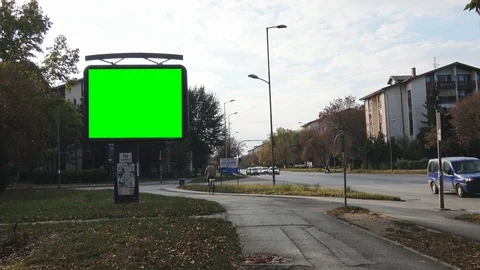 Traffic road ,green screen bilboard time... | Stock Video | Pond5
