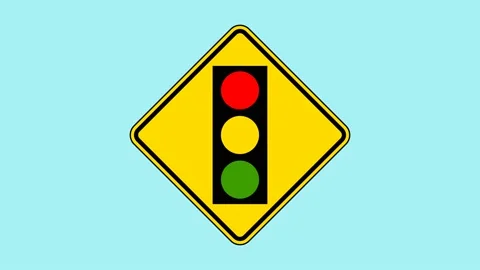 Traffic Signal Ahead Sign Animation, Yel... | Stock Video | Pond5