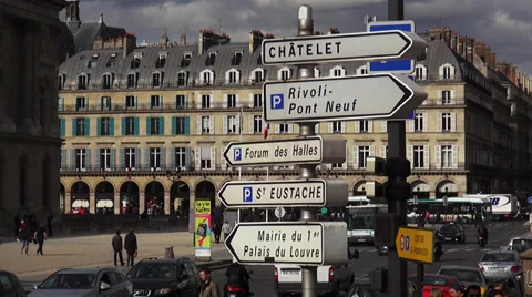 Traffic signs Direction signs in Paris t... | Stock Video | Pond5