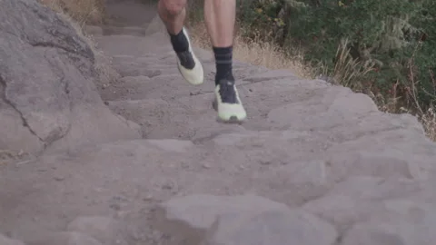 Trail Runner Running up Stairs Through a... | Stock Video | Pond5