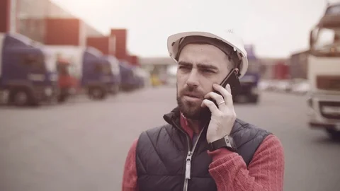 Trailer driver with hard hat and safety ... | Stock Video | Pond5