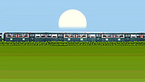 Train 8 bit. 3d animation | Stock Video | Pond5