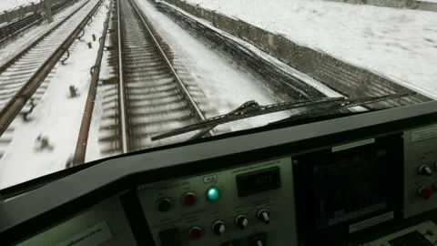 Train driver's cabin with a control pane... | Stock Video | Pond5