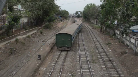 TRAIN - LOCOMOTIVE:: Overhead view green... | Stock Video | Pond5
