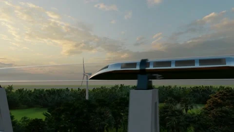 Train of monorail maglev hyperloops insi... | Stock Video | Pond5
