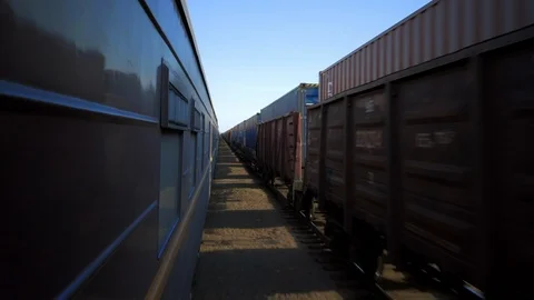 Train moving by cargo container on railr... | Stock Video | Pond5