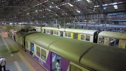 Train reach platform station in India. C... | Stock Video | Pond5