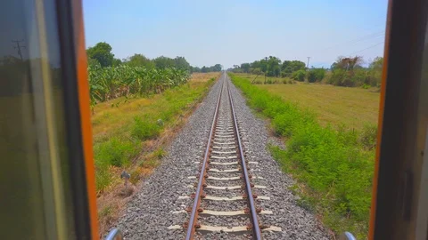 Train running on track on a railway or r... | Stock Video | Pond5