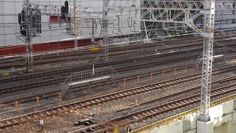 Train is seen on Osaka Loop line heading... | Stock Video | Pond5
