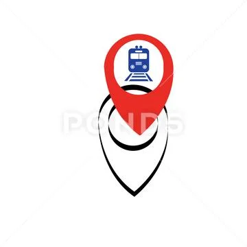 Train station map pin icon. Train station map point symbol. Flat design ...