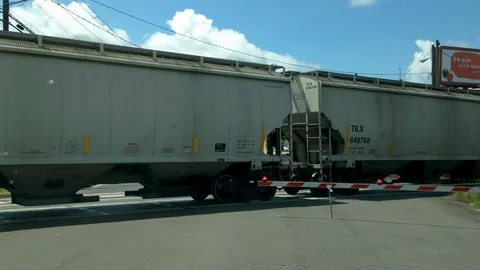train on tracks going through railroad c... | Stock Video | Pond5