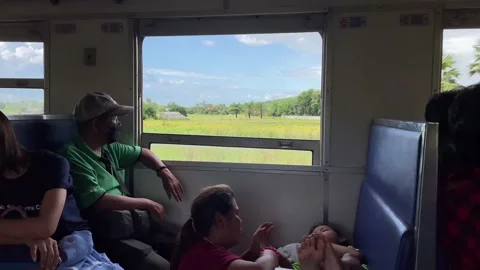 Train window view POV landscape nature d... | Stock Video | Pond5