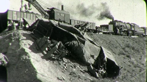 Train Wreck Old Film Stock Video Footage | Royalty Free Train Wreck Old ...