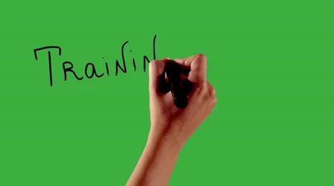 training - Hand writing on green screen | Stock Video | Pond5