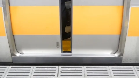 of train's door while closing with full ... | Stock Video | Pond5