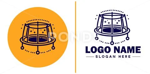 Trampoline icon Bounce mat Springboard Jumping pad flat logo sign ...