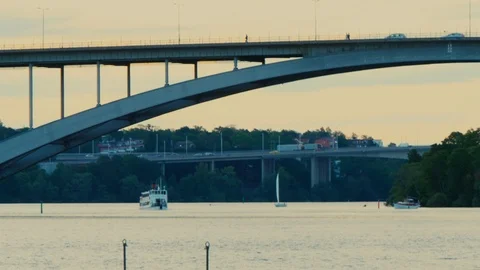 Tranebergsbron bridge connecting Stockho... | Stock Video | Pond5