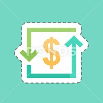 Transaction Sticker in trendy line cut isolated on blue background ...