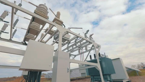 Transformer at a solar power station. Tr... | Stock Video | Pond5