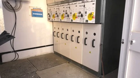 Transformer substation. Equipment inside... | Stock Video | Pond5