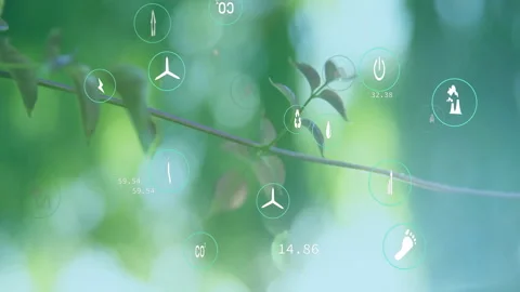 Translucent eco metric icons fading into... | Stock Video | Pond5
