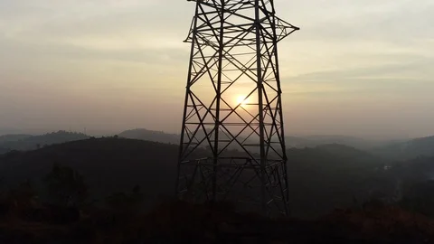 Transmission Line Sunset Stock Video Footage | Royalty Free ...