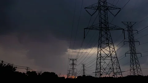 Transmission Towers and Power Pylonsin S... | Stock Video | Pond5