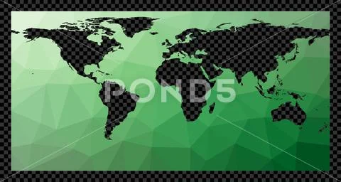 Transparent digital world map. Equirectangular projection. Polygonal ...