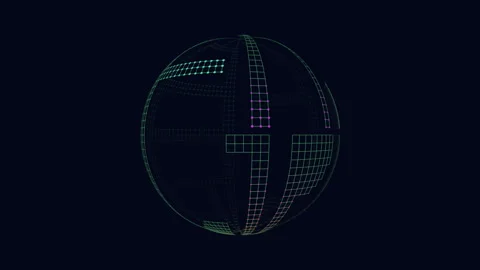 Transparent sphere with grid pattern on ... | Stock Video | Pond5