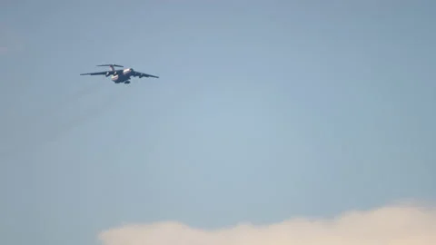 Transport aircraft on final approach | Stock Video | Pond5