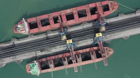 Transshipment sea terminal with ships un... | Stock Video | Pond5