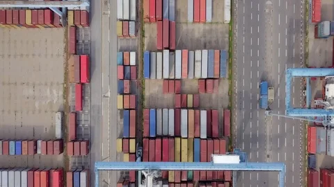 Transtainer yard - Shipping containers s... | Stock Video | Pond5