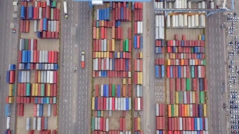 Transtainer yard - Shipping containers s... | Stock Video | Pond5