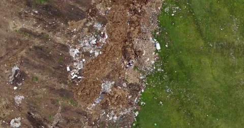 Trash And Garbage On The Field - aerial ... | Stock Video | Pond5
