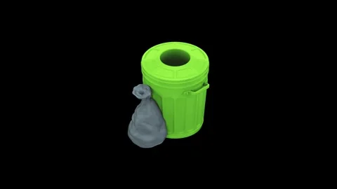 Trash bin 3D Animated Icon on black Back... | Stock Video | Pond5