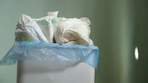 A trash can in the bathroom full of dirt... | Stock Video | Pond5