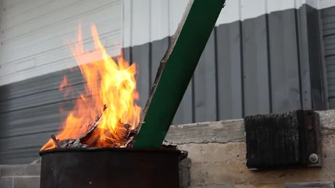 Trash Can Fire Rages In Steel Barrel Dum... | Stock Video | Pond5