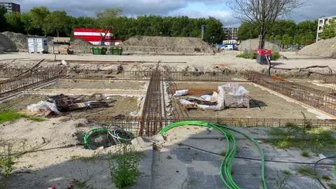 Trash on the construction site. Polyethy... | Stock Video | Pond5