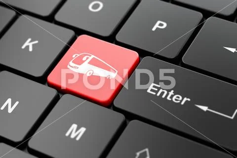 Travel concept: Bus on computer keyboard background Illustration #75887624