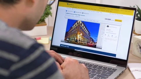Travel Hotel Booking Online on a Laptop ... | Stock Video | Pond5