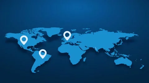 travel plan, blue world map, marking of ... | Stock Video | Pond5