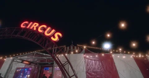 Traveling Circus Exterior Tent Lit Up at... | Stock Video | Pond5