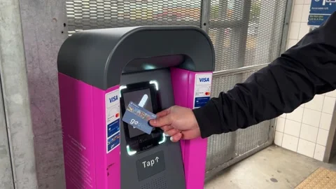 Traveller tapping go card on the ticketi... | Stock Video | Pond5