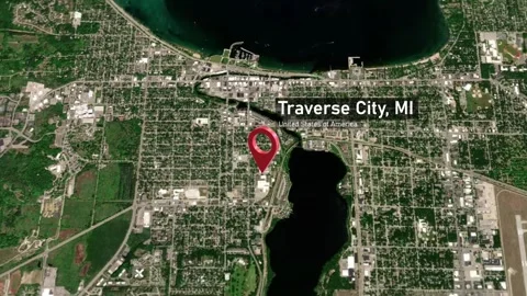 Traverse City Map Zoom (MI, USA) from Sp... | Stock Video | Pond5