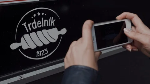 trdelnik street shop logo. Tourist takes... | Stock Video | Pond5