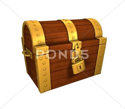 Treasure Chest golden locked, isolated on white background ~ Clip Art ...